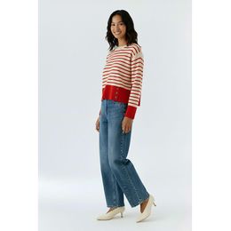 Oui Pullover in Rot/ Wei&szlig; - 69% | Gr&ouml;&szlig;e 42 | Damen-pullover-cardigans