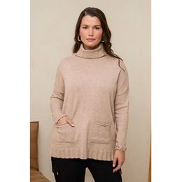 Curvy Lady Rollkragenpullover in Hellbraun - 73% | Gr&ouml;&szlig;e 44/46 | Damen-pullover-cardigans