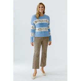 Oui Pullover in Hellblau/ Khaki/ Creme - 75% | Gr&ouml;&szlig;e 36 | Damen-pullover-cardigans