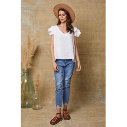 Jos&eacute;fine Leinenshirt "Quiriem" in Wei&szlig; - 72% | Gr&ouml;&szlig;e XXL | Damen-tops