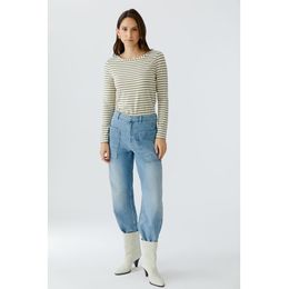 Oui Longsleeve in Wei&szlig;/ Khaki - 63% | Gr&ouml;&szlig;e 40 | Damen-tops