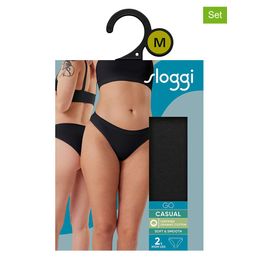Sloggi 2er-Set: Slips "Go Casual" in Schwarz - 58% | Gr&ouml;&szlig;e XS | Damen-unterteile