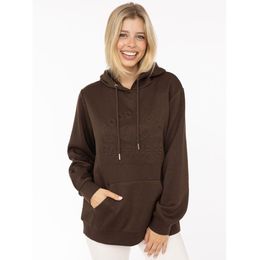 Zwillingsherz Hoodie "Happiness Vibes" in Braun - 67% | Gr&ouml;&szlig;e S/M | Damen-sweatshirts-jacken