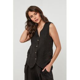 Lin Passion Leinen-Weste in Schwarz - 77% | Gr&ouml;&szlig;e 36/38 | Damenjacken