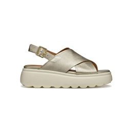 Geox Leder-Keilsandaletten "Spherica EC4" in Gold - 50% | Gr&ouml;&szlig;e 39 | Damen-sandalen