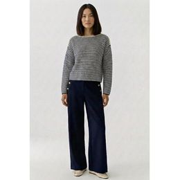 Oui Pullover in Dunkelblau/ Wei&szlig; - 71% | Gr&ouml;&szlig;e 44 | Damen-pullover-cardigans