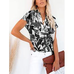 Milan Kiss Bluse in Schwarz/ Wei&szlig; - 68% | Gr&ouml;&szlig;e L | Damen-blusen