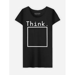 WOOOP Shirt "Think" in Schwarz - 62% | Gr&ouml;&szlig;e XL | Damen-tops
