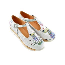Goby Leder-Ballerinas n Wei&szlig;/ Grau - 75% | Gr&ouml;&szlig;e 39 | Damen-ballerinas