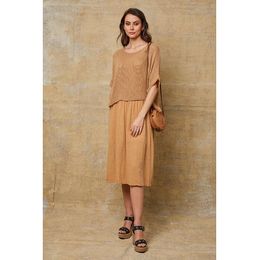 La Compagnie Du Lin Kleid "Dilla" in Camel - 76% | Gr&ouml;&szlig;e XL | Damen-kleider
