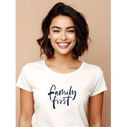 WOOOP Shirt "Family First" in Wei&szlig; - 48% | Gr&ouml;&szlig;e XL | Damen-tops