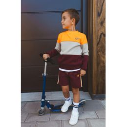 Tygo & Vito Sweatshirt "Scott" in Orange/ Grau/ Bordeaux - 44% | Gr&ouml;&szlig;e 122/128 | Kinder-sweatshirts-jacken