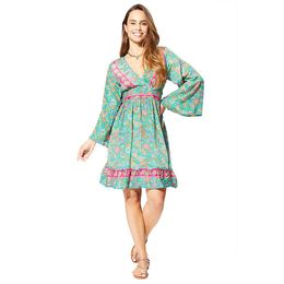 Ipanima Kleid in Gr&uuml;n/ Pink - 83% | Gr&ouml;&szlig;e 34/36 | Damen-kleider