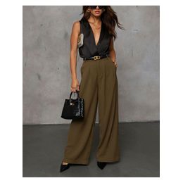 Milan Kiss Marlenehose in Khaki - 68% | Gr&ouml;&szlig;e M | Damenhosen