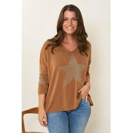 Curvy Lady Pullover in Hellbraun - 74% | Gr&ouml;&szlig;e 44/46 | Damen-pullover-cardigans
