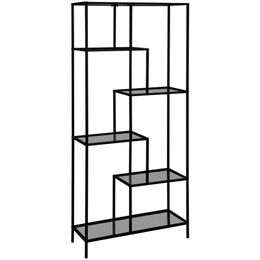 Xora Regal, Grau, Schwarz, Metall, Glas, 6 F&auml;cher, 80x180x30 cm, stehend, in verschiedenen Gr&ouml;&szlig;en erh&auml;ltlich, Wohnzimmer, Regale, B&uuml;cherregale