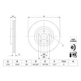 Bosch Bremsscheibe 0986479j32 bel&uuml;ftet 316mm 28mm f&uuml;r Ford