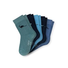 Kurzsocken Schiesser "Socken Legwear Kids 5er Pack", M&auml;dchen, Gr. 23-26, blau (blau, mix), Obermaterial: 75% Baumwolle CO. 24% Polyamid PA. 1% Elasthan EL., Socken