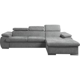 Ecksofa WERK2 "Cosmo modern und bequem, Breite 282cm, L-Form", hellgrau, B:282cm H:99cm T:192cm, 100% Polyester, Sofas, Ecksofa, Eckcouch mit Schlaffunktion, Bettkasten & verstellbaren Kopfteilen