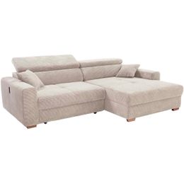 Jockenh&ouml;fer Ecksofa JOCKENH&Ouml;FER GRUPPE "Slider L-Form, B: 277 cm, mit 60 cm elektr. Sitztiefenverstellung", grau (grau, beige 426, 17), B:279cm T:126cm, Korpus: 100% Polyester;Kissen: 100% Polyester, Sofas, Ecksofa, 140kg Belastbarkeit, USB-Anschluss, Kopfteilverstellung & Zierkissen, Topseller