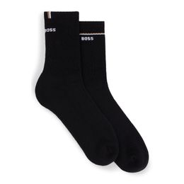 Socken BOSS "2P QS Iconic CC W", Damen, Gr. 35-38, schwarz (schwarz 001), Baumwollmischung, unifarben, elastisch, Socken Socken, mit BOSS-Logoschriftzug
