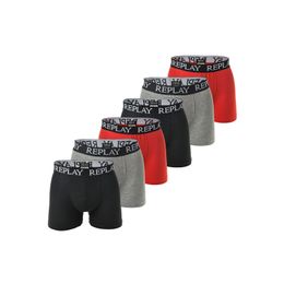 Boxershorts Replay "Boxershort 6er Pack", Herren, Gr. M, bunt (schwarz, grau, rot), Obermaterial: 95% Baumwolle CO. 5% Elasthan EL., Unterhosen