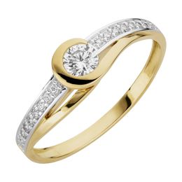 Fingerring OROLINO "333/- Gelbgold glanz synth. Zirkonia" Gr. 52, gelb, Fingerringe, Damen, 052 (16,6), Gold, Fingerring