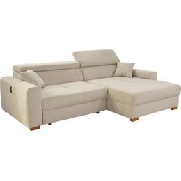 Jockenh&ouml;fer Ecksofa JOCKENH&Ouml;FER GRUPPE "Slider L-Form, B: 277 cm, mit 60 cm elektr. Sitztiefenverstellung", beige (beige 417, 07), B:279cm T:126cm, Korpus: 100% Polyester;Kissen: 100% Polyester, Sofas, Ecksofa, 140kg Belastbarkeit, USB-Anschluss, Kopfteilverstellung & Zierkissen