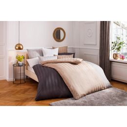 Bettw&auml;sche OTTO HOME "Malia in Gr. 135x200 oder 155x220 cm", grau (taupe), B/L: 135cm x 200cm, 1 Stk., 1 Stk., Mako-Satin, B/L: 80cm x 40cm, 2, Mako-Satin, Obermaterial: 100% Baumwolle, Bettw&auml;sche, Bettw&auml;sche, zeitlose Bettw&auml;sche aus Baumwolle, Bettw&auml;sche in Mako-Satin-Qualit&auml;t