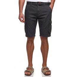 Cargoshorts INDICODE "INMonroe", Herren, Gr. XXL, N-Gr, grau (raven), Web, Obermaterial: 100% Baumwolle, unifarben, regular fit knielang, Hosen