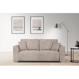 2-Sitzer Inosign "BEATRICE, erh&auml;ltlich in trendigen Stoffoptionen, B/T/H: 143/73/92 cm", grau (taupe), B:195cm H:92cm T:107cm, 100% Polyester, Sofas, In hochwertiger Verarbeitung, incl. 2 gro&szlig;en Zierkissen in Korpusfarbe