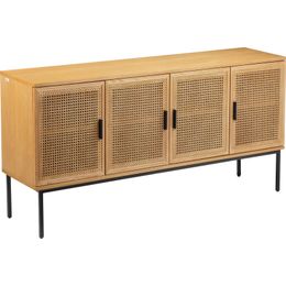 Couchtisch LEONIQUE "Lavisha", beige (naturfarben), B:160cm H:80cm T:40cm, Tische, Couchtisch, Mit Rattan-Geflecht Einsatz, 4-t&uuml;rig