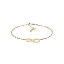 Armband Elli "Infinity/Unendlichkeit mit Zirkonia 925 Silber" Gr. 16, gold, Armb&auml;nder, Damen, 16cm,mit Steinen, Silber 925 (Sterlingsilber), Armband