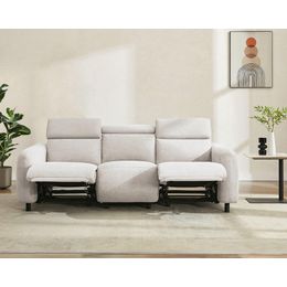 3-Sitzer OTTO HOME "SKAANE Struktur-Sofa, 229 cm, manuelle-u. elektrische Relaxfunktion", grau (beige), B:229cm H:100cm T:100cm, 100% Polyester, Sofas, 229cm, Kopfteilverstllg. und man. o. elektr. Relaxfunktion in 2 Sitzen