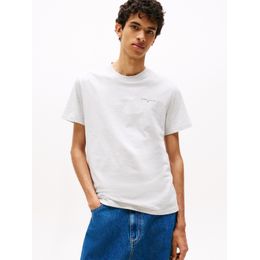 T-Shirt Tommy Jeans "TJM SLIM LINEAR CHEST TEE EXT", Herren, Gr. XL, grau (lt grau htr), Single Jersey, Obermaterial: 100% Baumwolle, regular fit normal, Rundhals, eingesetzt abgesteppte Kante, Shirts T-Shirt, Mit Rundhalsausschnitt