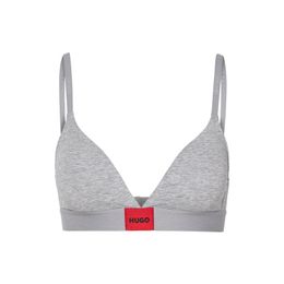 Triangel-BH HUGO UNDERWEAR "TRIANGLE RED LABEL", Damen, Gr. L (40), N-Gr, grau (medium, grau033), Jersey, Obermaterial: 93% Baumwolle, 7% Elasthan, meliert, unifarben, k&ouml;rpernah, BHs Triangel-BH, mit HUGO Logo auf dem Bund