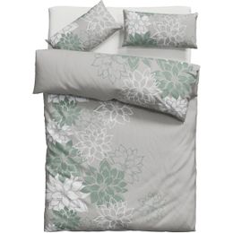 Bettw&auml;sche Home Affaire "Susan in Gr. 135x200 oder 155x220 cm", gr&uuml;n (jade), B/L: 135cm x 200cm, 1 Stk., 1 Stk., Linon, B/L: 80cm x 40cm, 2, Linon, Obermaterial: 100% Baumwolle, Bettw&auml;sche, Bettw&auml;sche, in verschiedenen Qualit&auml;ten, romantische Bettw&auml;sche mit Blumen