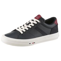 Sneaker Tommy Hilfiger "TH HI VULC LTH STREET", Herren, Gr. 41, dunkelblau, bordeaux, Nappaleder, Veloursleder, Schuhe Sneaker, Freizeitschuh, Halbschuh, Schn&uuml;rer mit weich gepolstertem Schaftrand