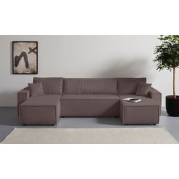 Wohnlandschaft OTTO HOME "CASSI L-Form, 311cm - OTTO. Verl&auml;ssliche Qualit&auml;t.", taupe, B:311cm H:79cm T:145cm, Sofas, Wohnlandschaft, Schlaffunktion (133/200), Bettkasten, Cord, Unser Tiefpreis