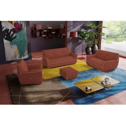 Polstergarnitur Egoitaliano "Yuki, extravagantes Design und h&ouml;chster Sitzkomfort, tolle Details", braun (palinuro, hellgrau), H:85cm T:90cm, Sitzm&ouml;bel-Sets, Set, bestehend aus einem 2,5- und einem 2-Sitzer, Sessel und Hocker