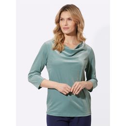 Wasserfallshirt Classic Basics "Wasserfallshirt", Damen, Gr. 40, gr&uuml;n (jade), 95% Polyester, 5% Elasthan, unifarben, Rundhals, Shirts