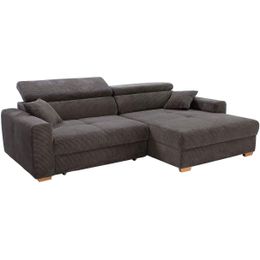 Jockenh&ouml;fer Ecksofa JOCKENH&Ouml;FER GRUPPE "Slider L-Form, B: 277 cm, mit 60 cm elektr. Sitztiefenverstellung", grau (grau 426, 09), B:279cm T:126cm, Korpus: 100% Polyester;Kissen: 100% Polyester, Sofas, Ecksofa, 140kg Belastbarkeit, USB-Anschluss, Kopfteilverstellung & Zierkissen, Topseller