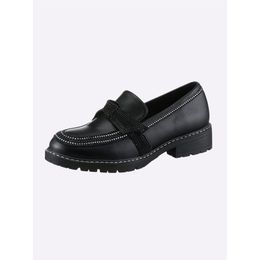 Slipper Heine, Damen, Gr. 38, schwarz, Synthetik, Schuhe Slipper