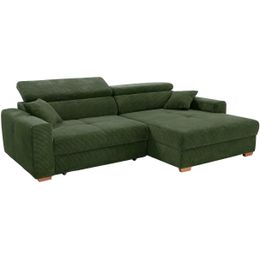 Jockenh&ouml;fer Ecksofa JOCKENH&Ouml;FER GRUPPE "Slider L-Form, B: 277 cm, mit 60 cm elektr. Sitztiefenverstellung", gr&uuml;n (gr&uuml;n 426, 03), B:279cm T:126cm, Korpus: 100% Polyester;Kissen: 100% Polyester, Sofas, Ecksofa, 140kg Belastbarkeit, USB-Anschluss, Kopfteilverstellung & Zierkissen, Topseller