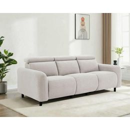 3-Sitzer OTTO HOME "SKAANE Struktur-Sofa, 229 cm, manuelle-u. elektrische Relaxfunktion", grau (beige), B:229cm H:100cm T:100cm, 100% Polyester, Sofas, 229cm, Kopfteilverstllg. und man. o. elektr. Relaxfunktion in 2 Sitzen