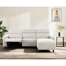 Ecksofa OTTO HOME "SKAANE Struktur, L-Form, 274 cm, manuelle/elektrische Relaxfunktion", beige, B:274cm H:100cm T:181cm, 100% Polyester, Sofas, Ecksofa, 274 cm, mit Kopfteilverstellung und man. oder elektr. Relaxfunktion