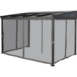 Pavillonseitenteil Konifera, grau, Polyester, Pavillonseitenteile, Moskitonetz f&uuml;r Anbaupavillon Bilbao, BxT: 360x250 cm, abnehmbar