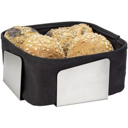 Sch&ouml;ner Wohnen Kollektion Brotkorb "FLAVIO", silber, B:20,5cm H:9cm L:20,5cm, Baumwolle, Edelstahl, SCH&Ouml;NER WOHNEN-KOLLEKTION, Lebensmittelaufbewahrungsbeh&auml;lter, Brotkorb, Br&ouml;tchenkorb mit Gestell aus Edelstahl und Baumwolleinsatz