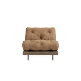 Daybett Karup Design "Roots Sofa Bed, Schlafsofa, Bettfunktion, FSC-Massivholz, B: 90 cm", braun (mocca), B:90cm H:85cm, Bezug: 80% Baumwolle, 20% Polyester, Daybetten, Inkl. Futonmatratze. Made in Europe, minimalistisches Design