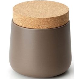 Vorratsdose CONTINENTA, grau (taupe), H:14,5cm &Oslash;:14cm, Keramik, Kork, Lebensmittelaufbewahrungsbeh&auml;lter, Vorratsdose, 14x14,5 cm